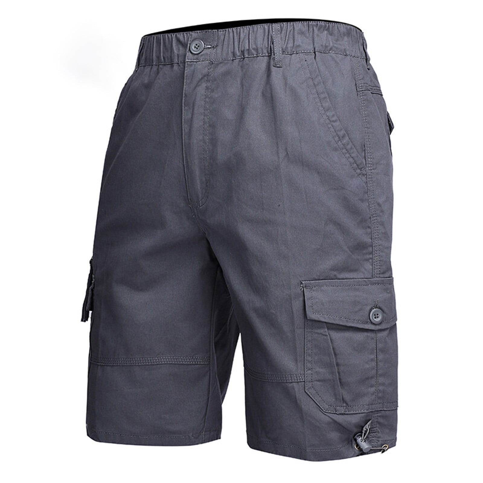 BOOMNY Men's Shorts Solid Color Elastic Waist Drawstring Cargo Shorts ...