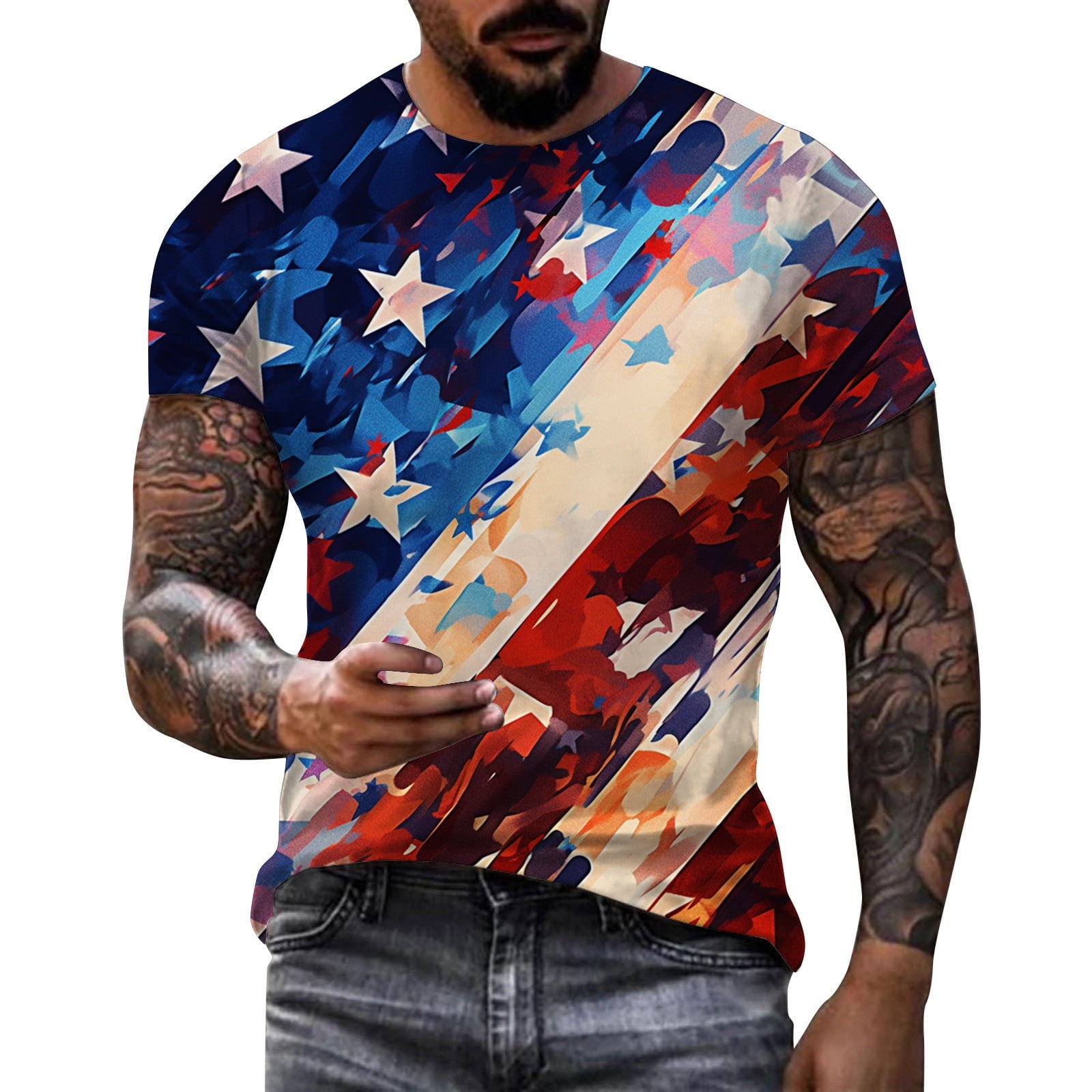 BOOMNY Mens 4th Of July Tshirts Short Sleeve Patriotic July 4th Usa ...
