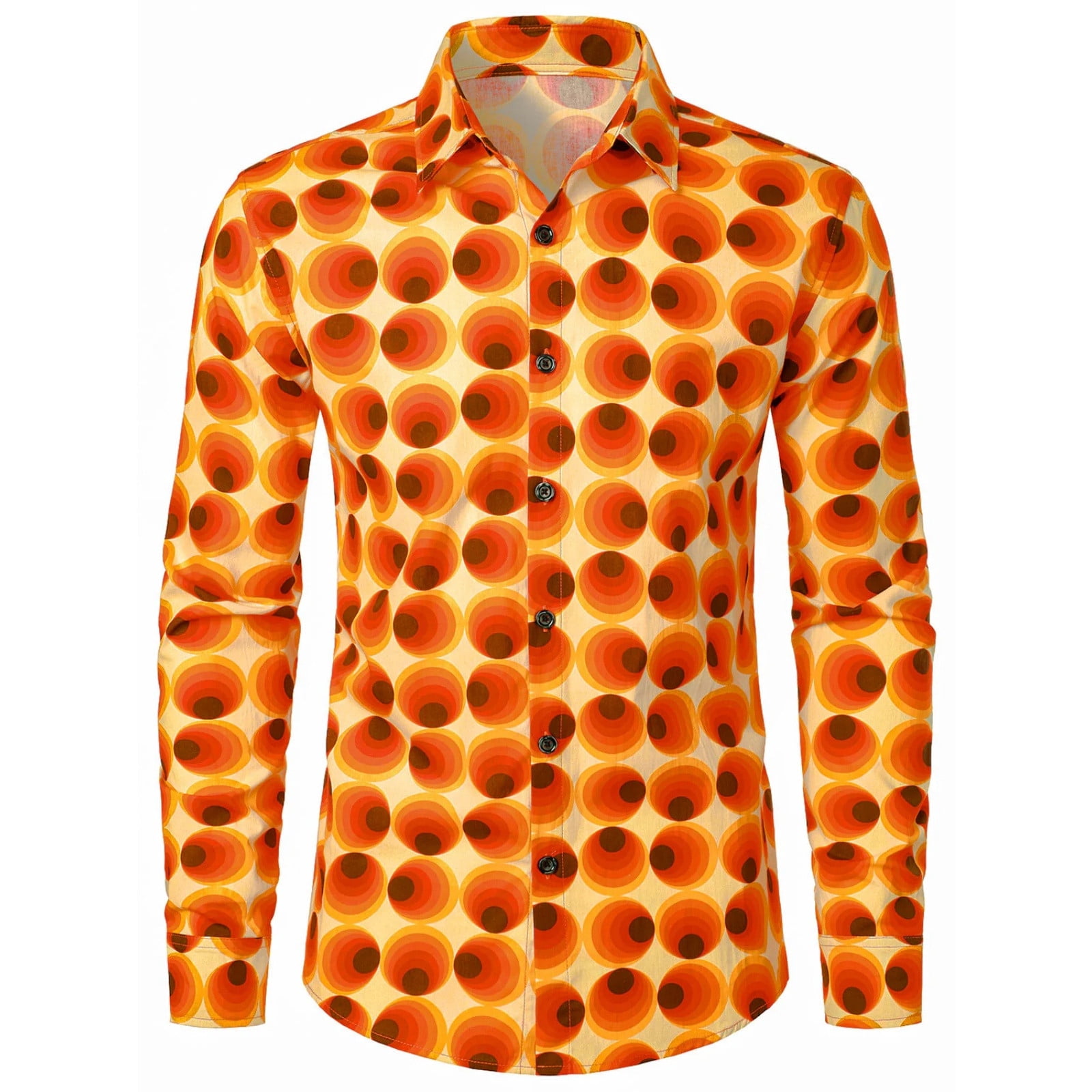 CONZONE Mens 70S Disco Buttons Down Shirts Long Sleeve Hippie Shirts ...
