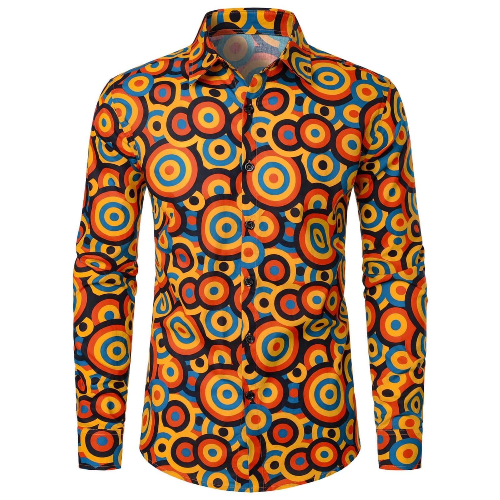 CONZONE Mens 70S Disco Buttons Down Shirts Long Sleeve Hippie Shirts ...