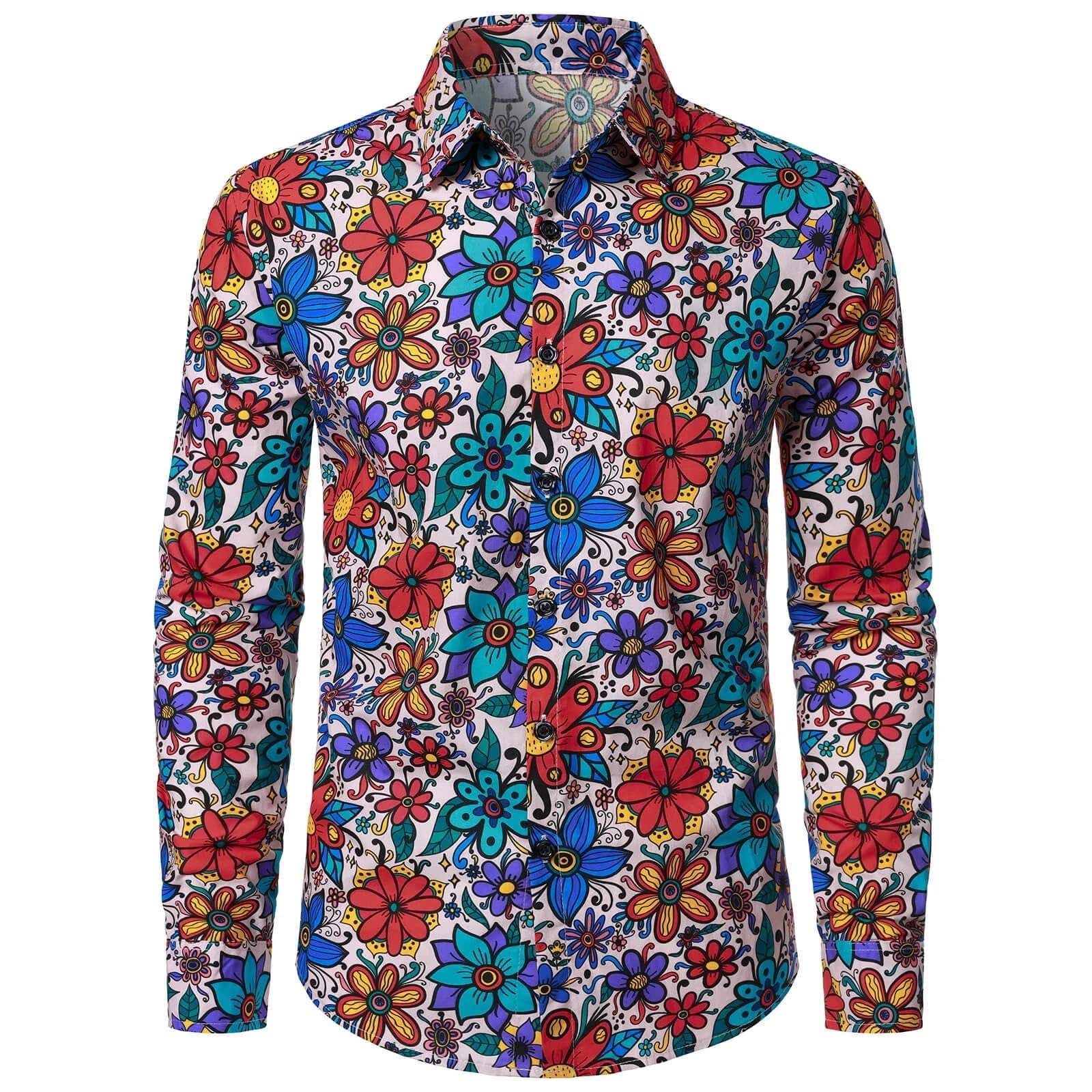 CONZONE Mens 70S Disco Buttons Down Shirts Long Sleeve Hippie Shirts ...