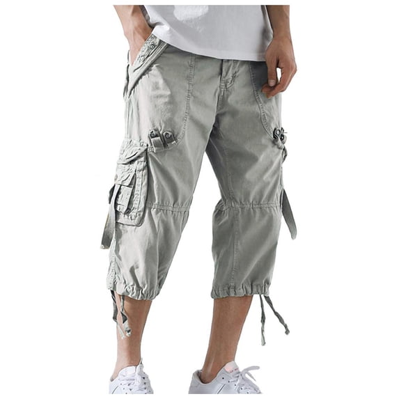 BOOMNY Mens Baggy Cargo Capri Pants Wide Leg Workout Pants for Men ...