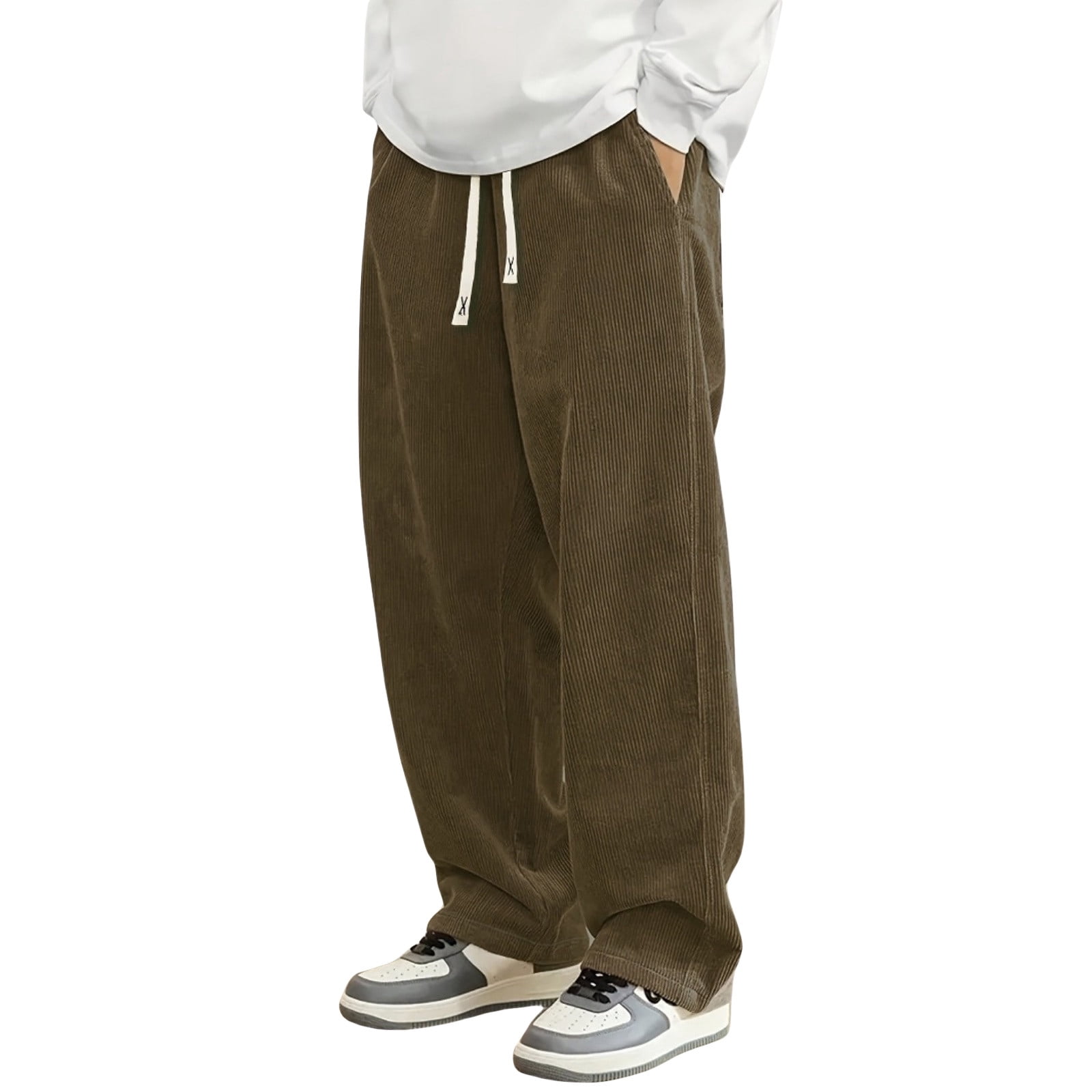 BOOMNY Mens Baggy Corduroy Pants Wide Leg Pants for Men Loose Fit ...