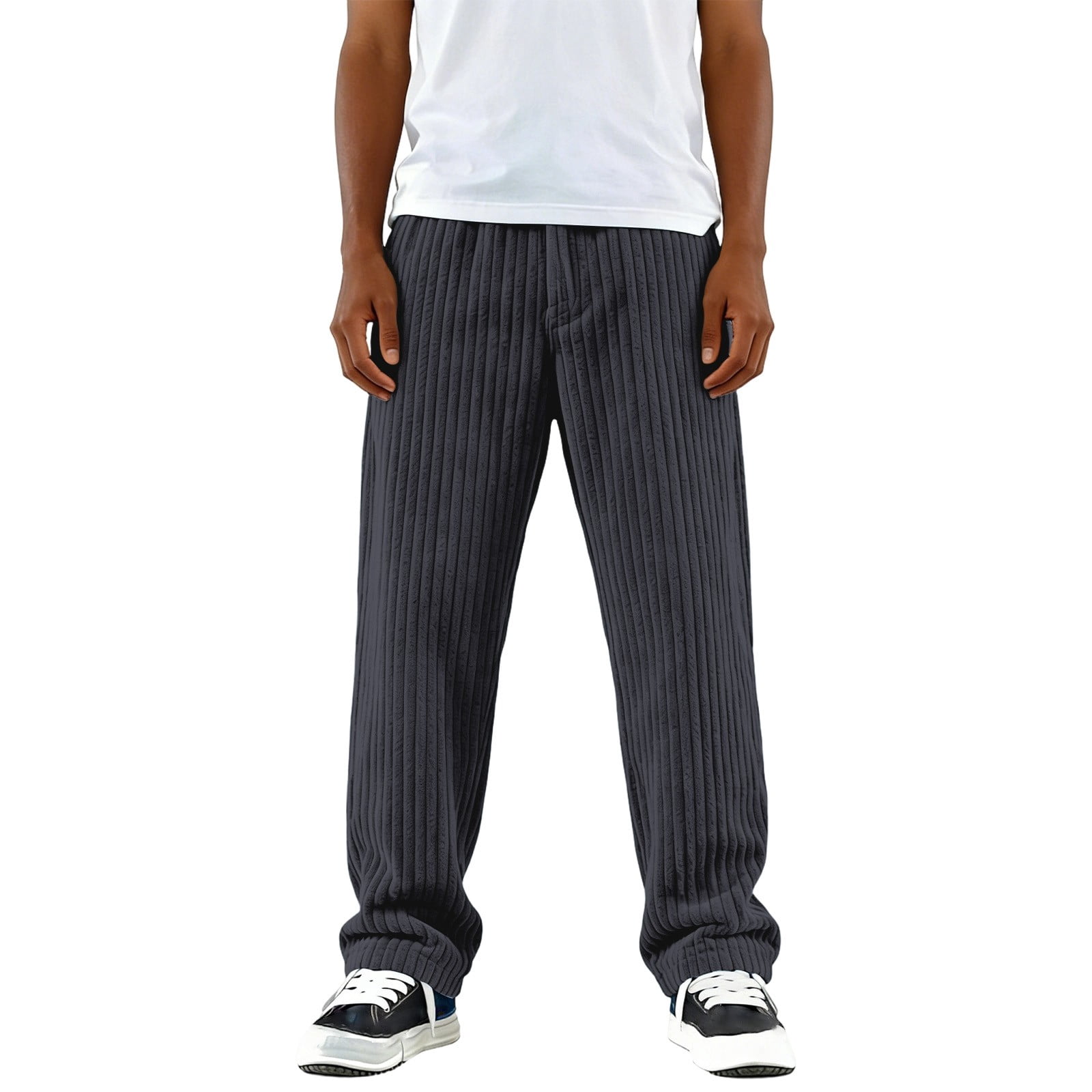 BOOMNY Mens Baggy Corduroy Pants Wide Leg Pants for Men Loose Fit ...