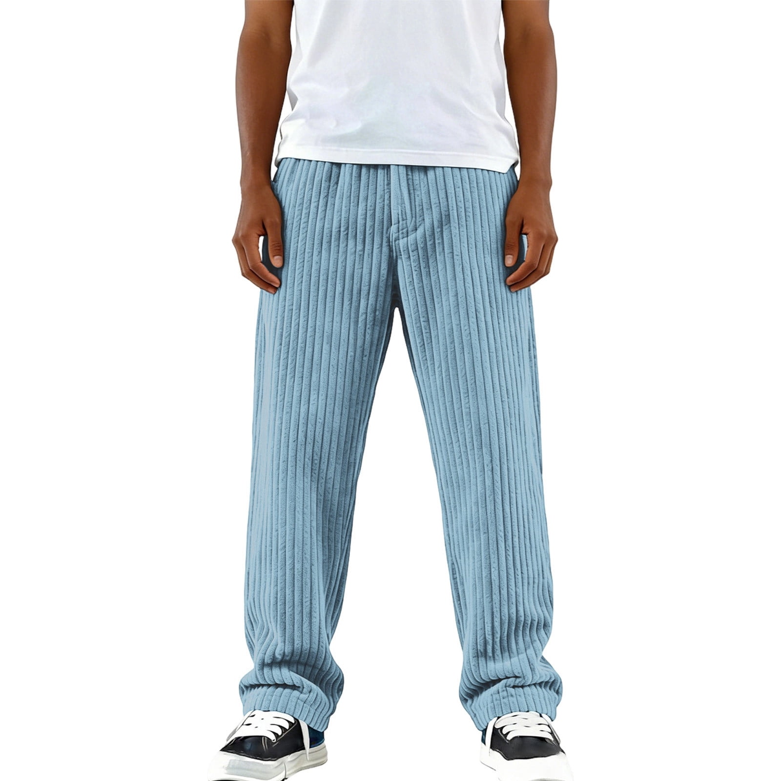 BOOMNY Mens Baggy Corduroy Pants Wide Leg Pants for Men Loose Fit ...