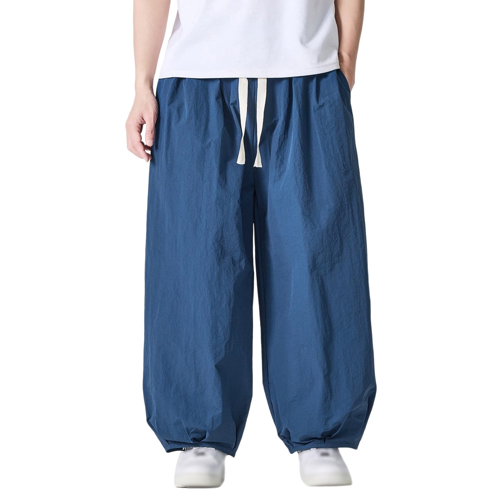 BOOMNY Mens Baggy Harem Pants Wide Leg Pants for Men Loose Fit Elastic ...