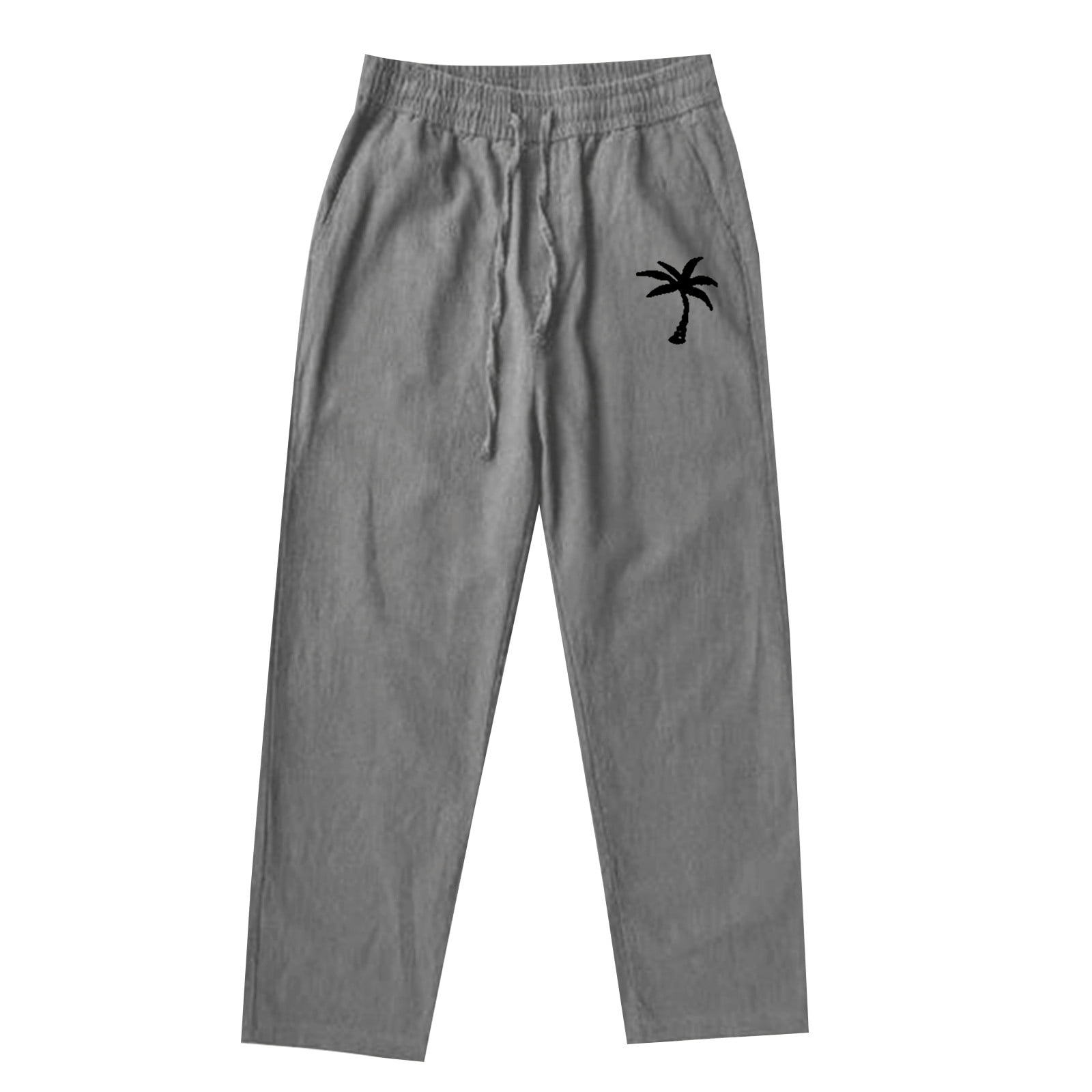 BOOMNY Mens Baggy Linen Pants Straight Leg Hawaii Pants for Men Loose ...
