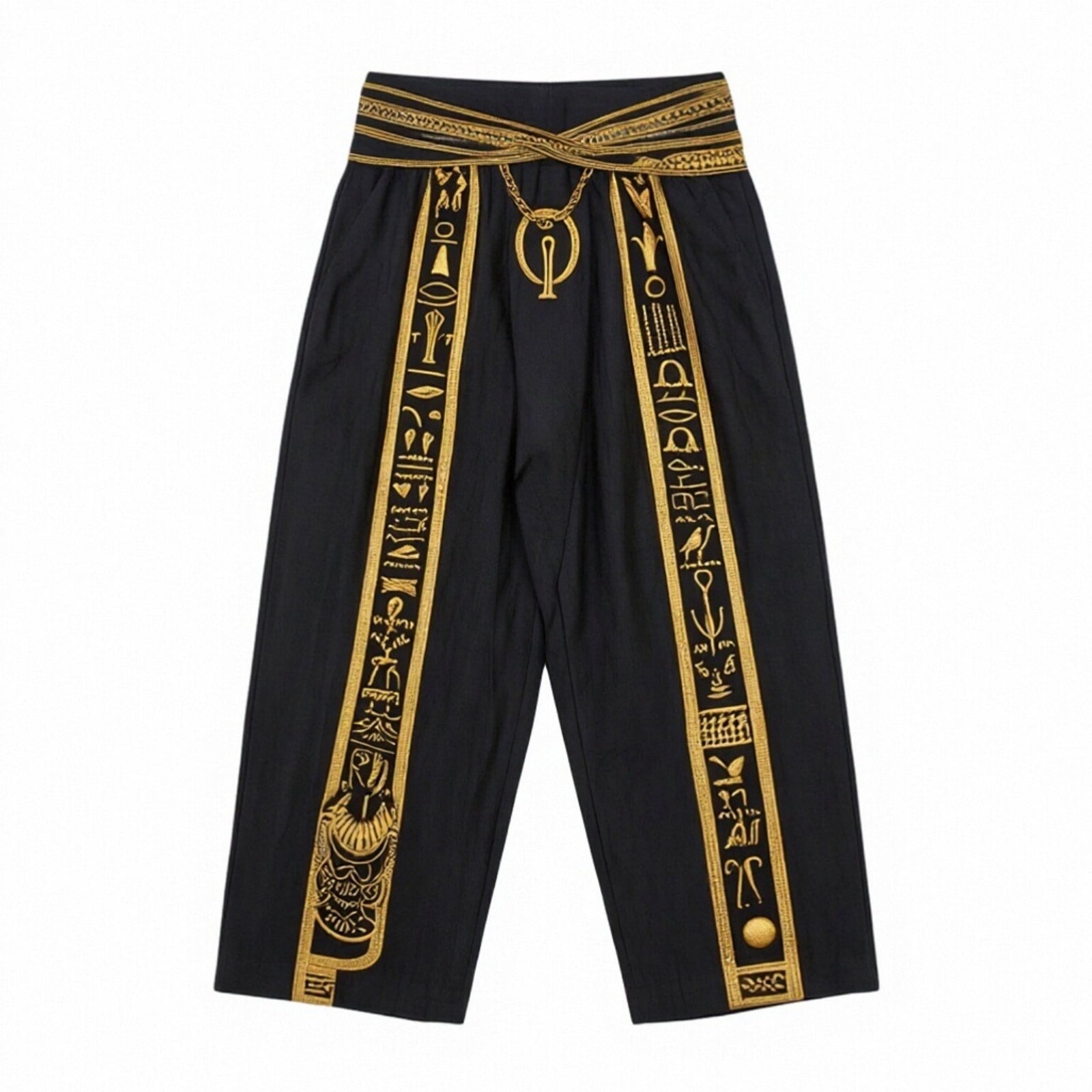 BOOMNY Mens Baggy Linen Pants Wide Leg Viking Pants for Men Loose Fit ...