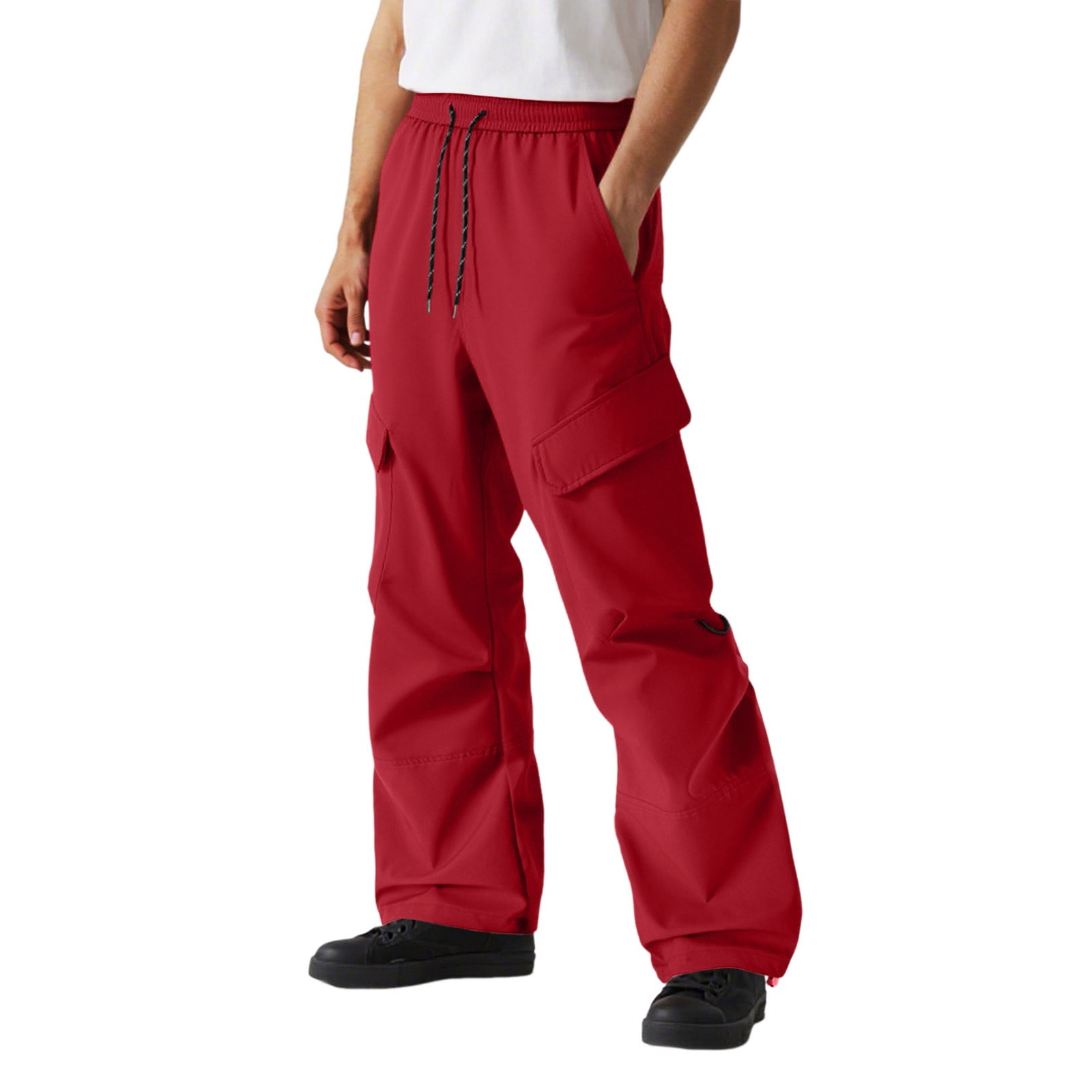 BOOMNY Mens Baggy Pants Solid Color Cargo Pants for Men Wide Leg Plus ...