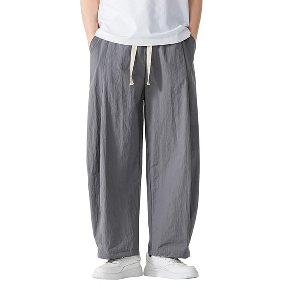 BOOMNY Mens Baggy Pants Wide Leg Pants for Men Loose Fit Elastic Waist ...