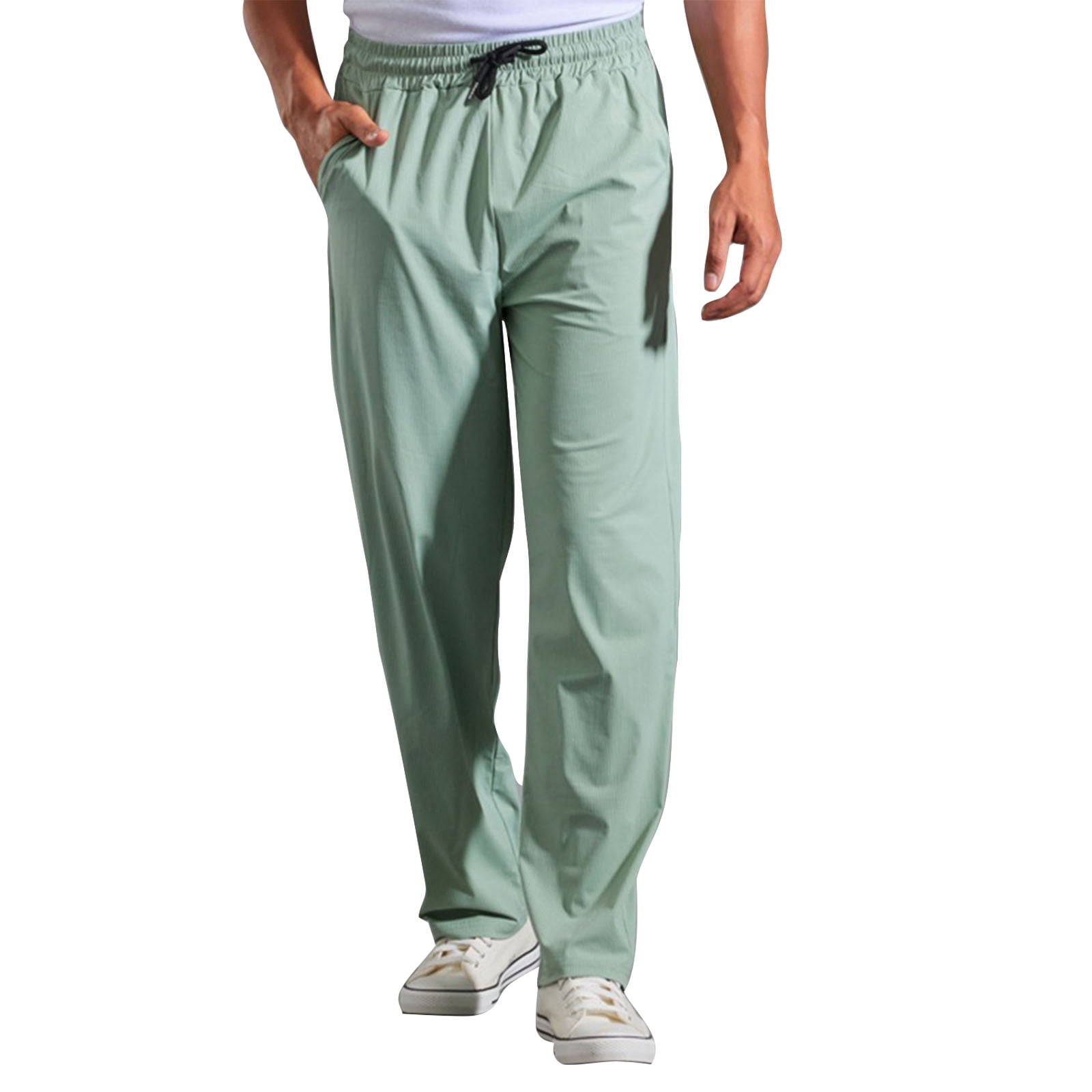 BOOMNY Mens Baggy Pants Wide Leg Workout Pants for Men Elastic Waist ...