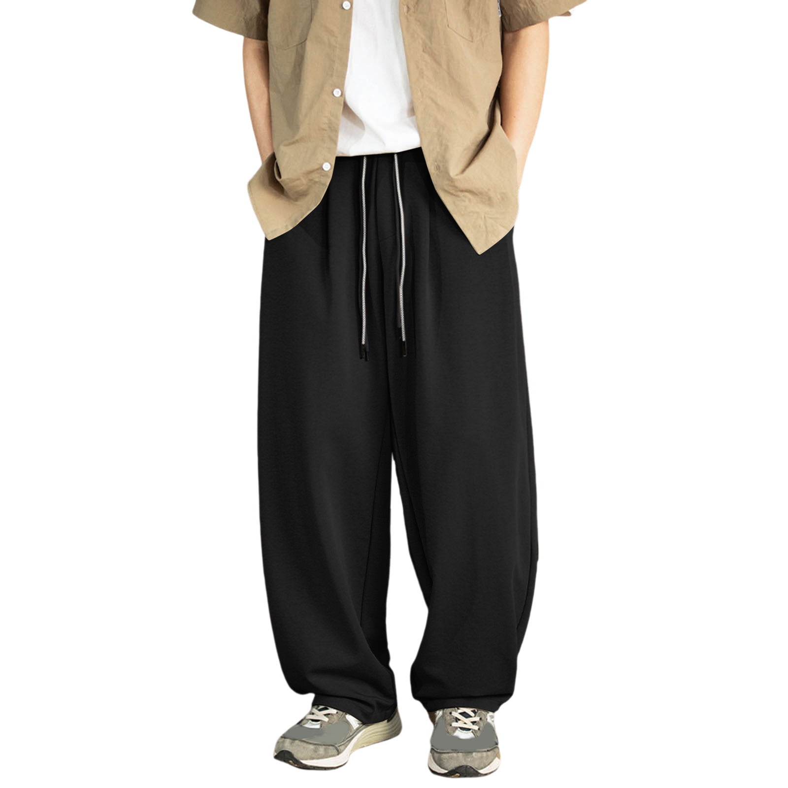 BOOMNY Mens Baggy Sweatpants Wide Leg Pants for Men Loose Fit Elastic ...