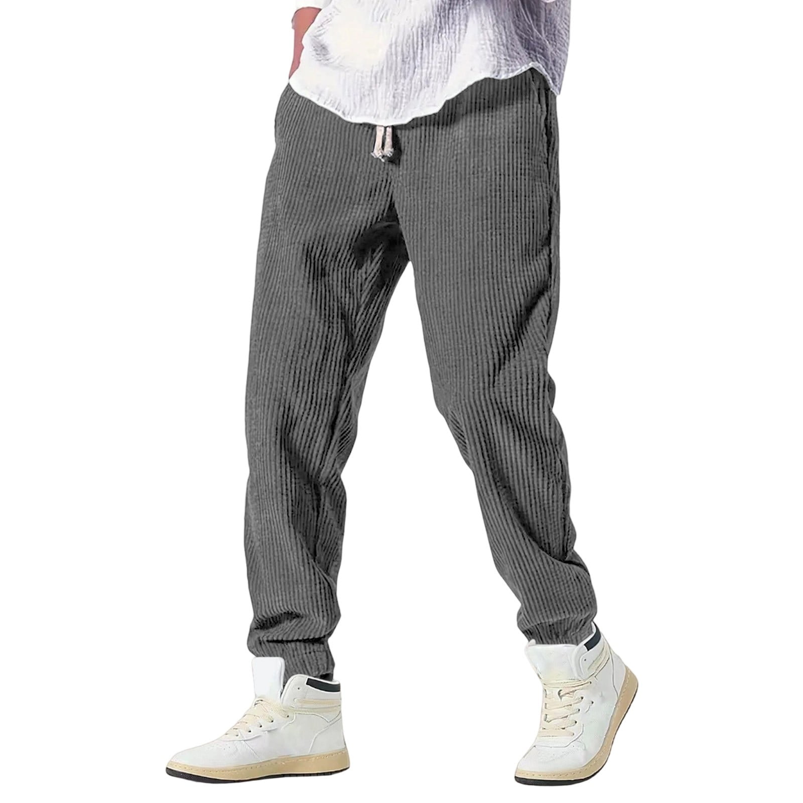 BOOMNY Mens Baggy Waffle Pants Straight Leg Pants for Men Loose Fit ...