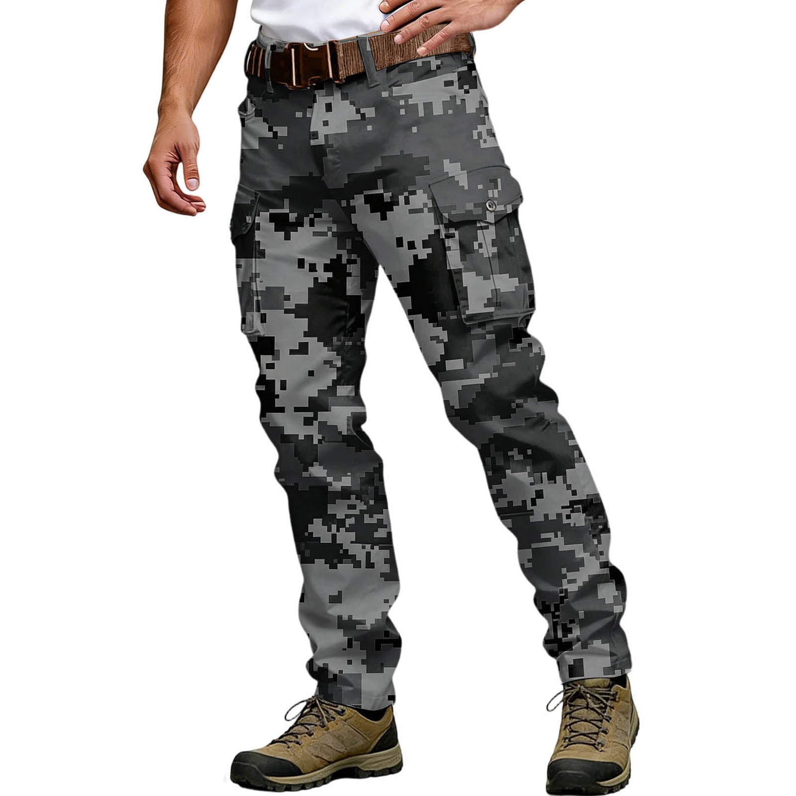 BOOMNY Mens Cargo Pants Wide Leg Tactical Pants for Men Slim Fit ...