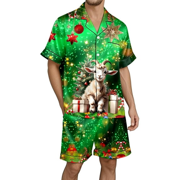 BOOMNY Mens Christmas Pajama Sets 2 Peice Pjs Set for Men Short Sleeve ...