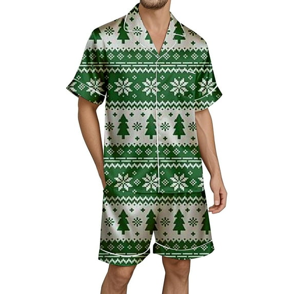 BOOMNY Mens Christmas Pajama Sets 2 Peice Pjs Set for Men Short Sleeve ...