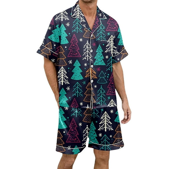 BOOMNY Mens Christmas Pajama Sets 2 Peice Pjs Set for Men Short Sleeve ...
