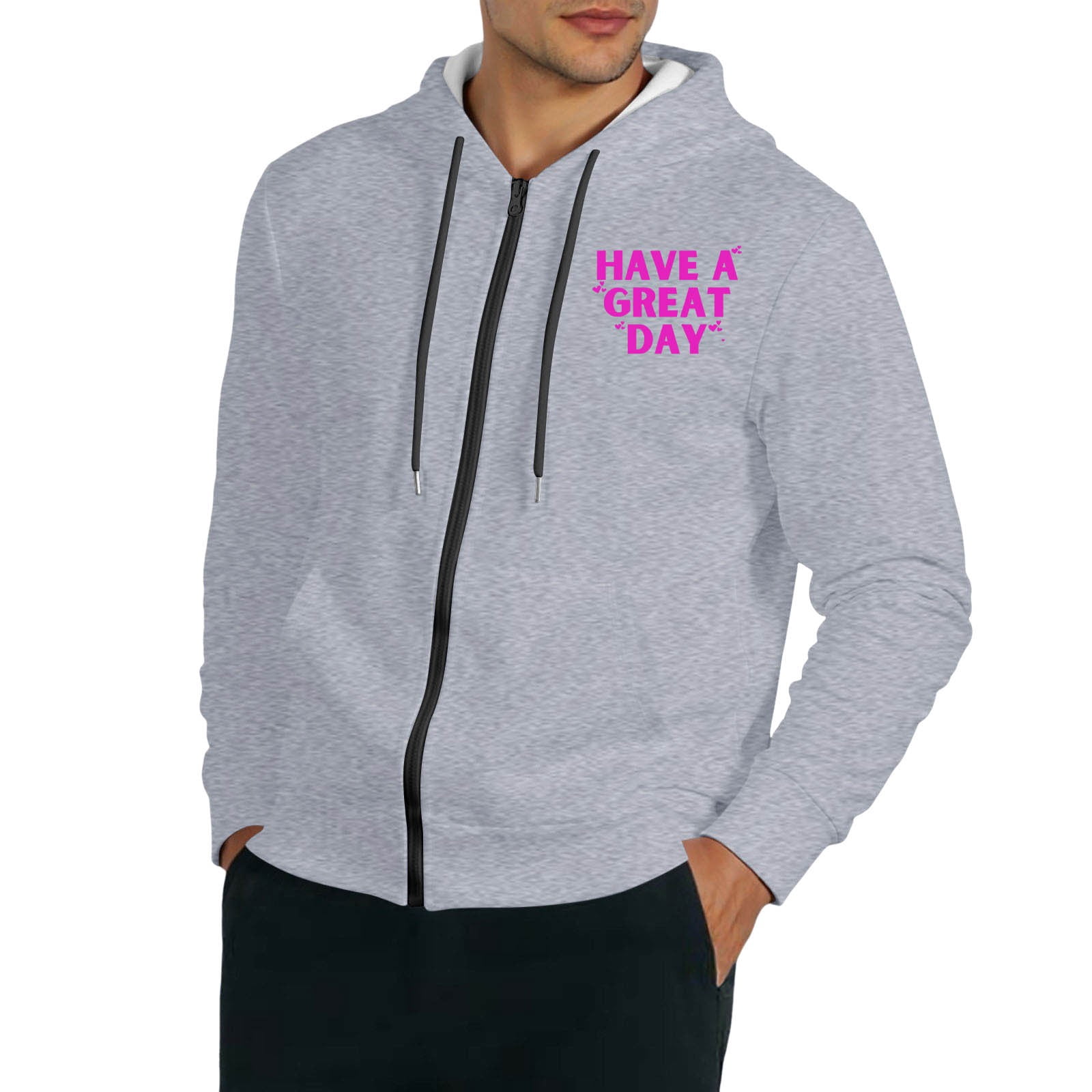BOOMNY Mens Hoodies Long Sleeve Hoodie for Men Letter Graphic Y2K Zip ...