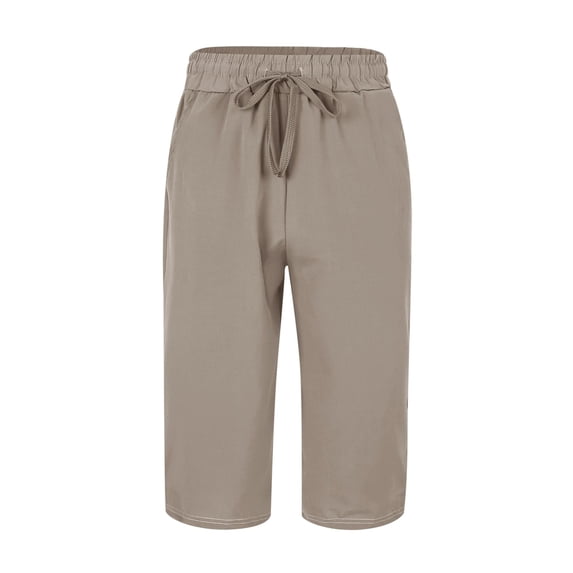 BOOMNY Mens Linen Capri Pants Straight Leg Pants for Men Loose Fit ...