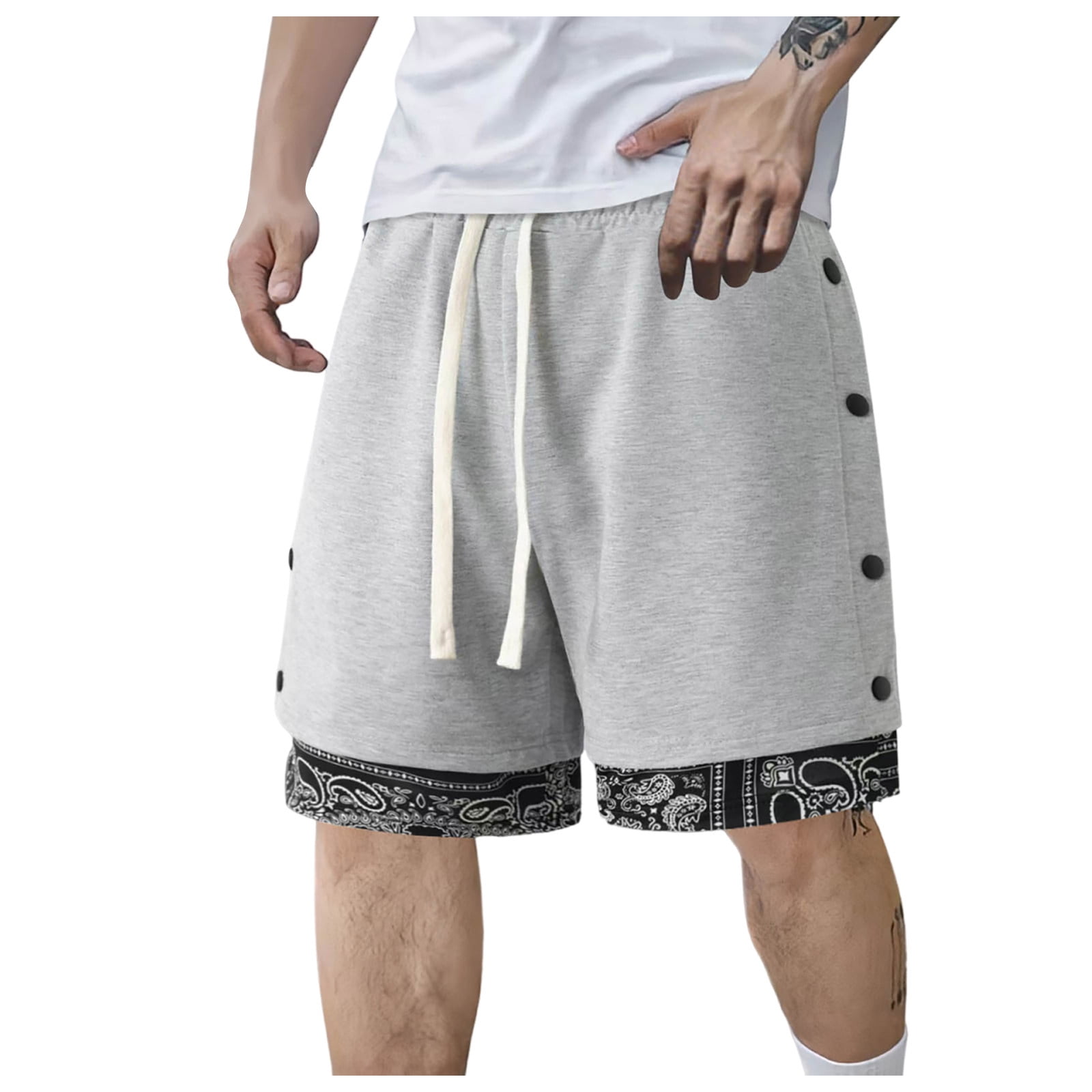 BOOMNY Mens Shorts Casual Patchwork Elastic Waist Drawstring Basketball ...