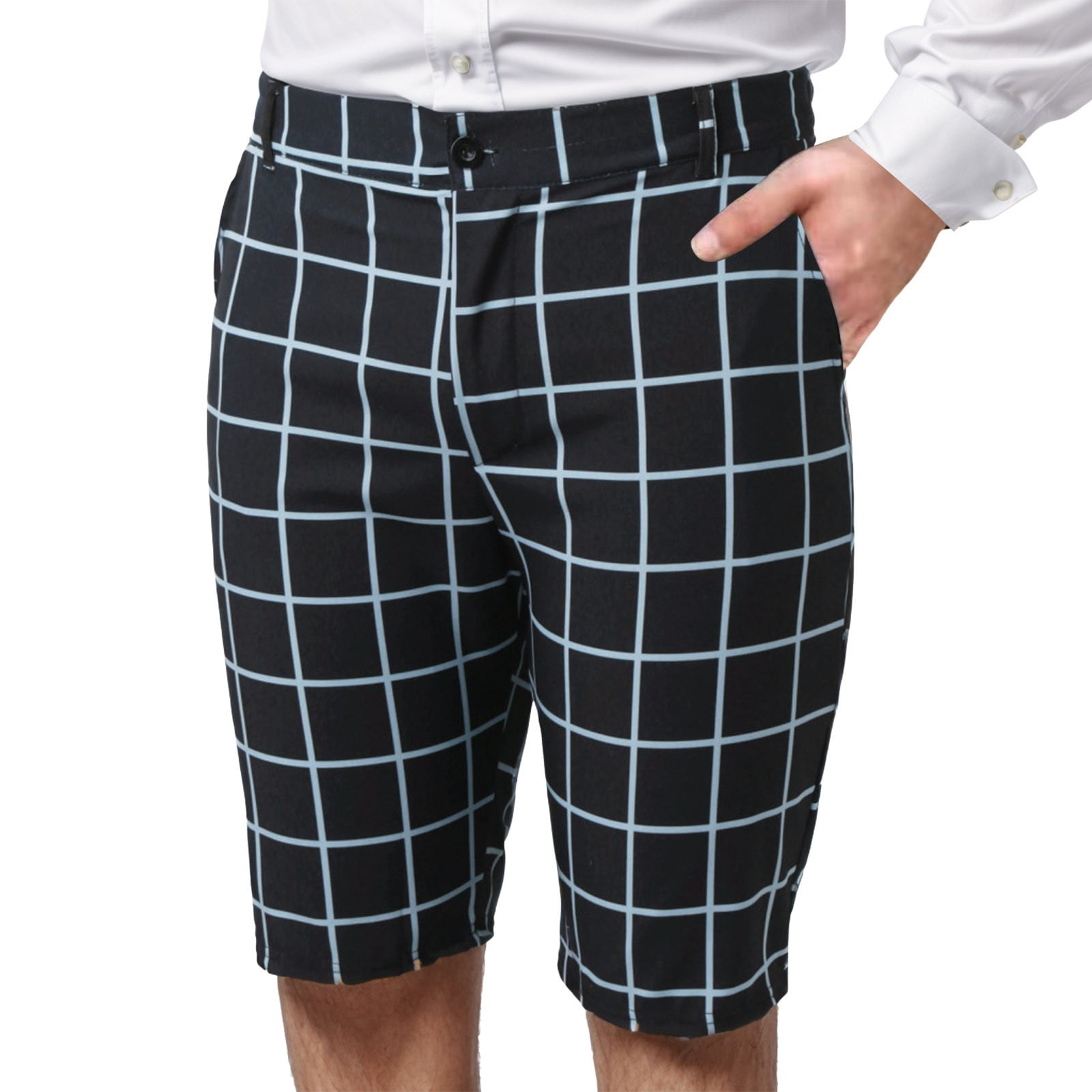BOOMNY Mens Shorts Casual Plaid Prints Buttons Sports Shorts For Man ...