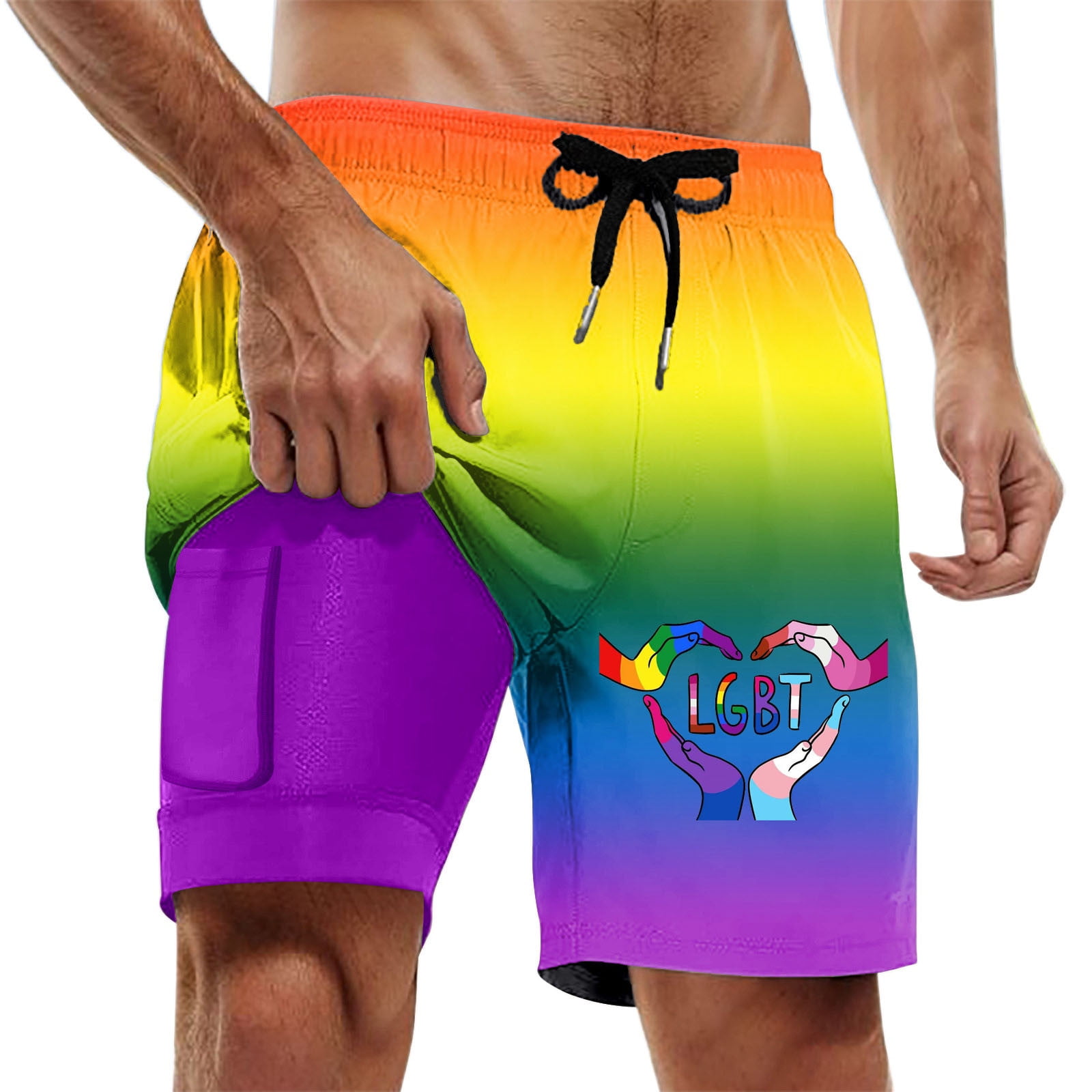 BOOMNY Mens Shorts Patriotic 4Th Of July Usa Flag Star Striped Printed ...