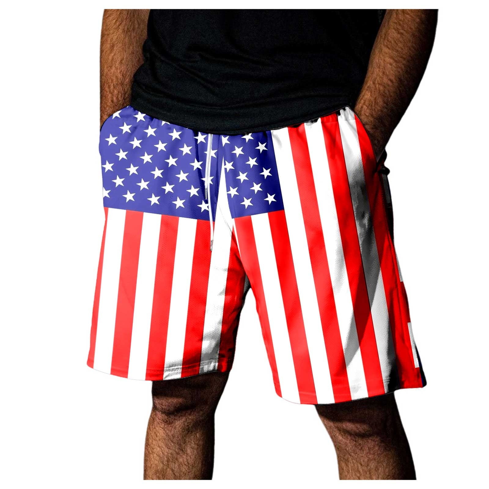 BOOMNY Mens Shorts Patriotic Independence Day Usa Flag Star Striped ...