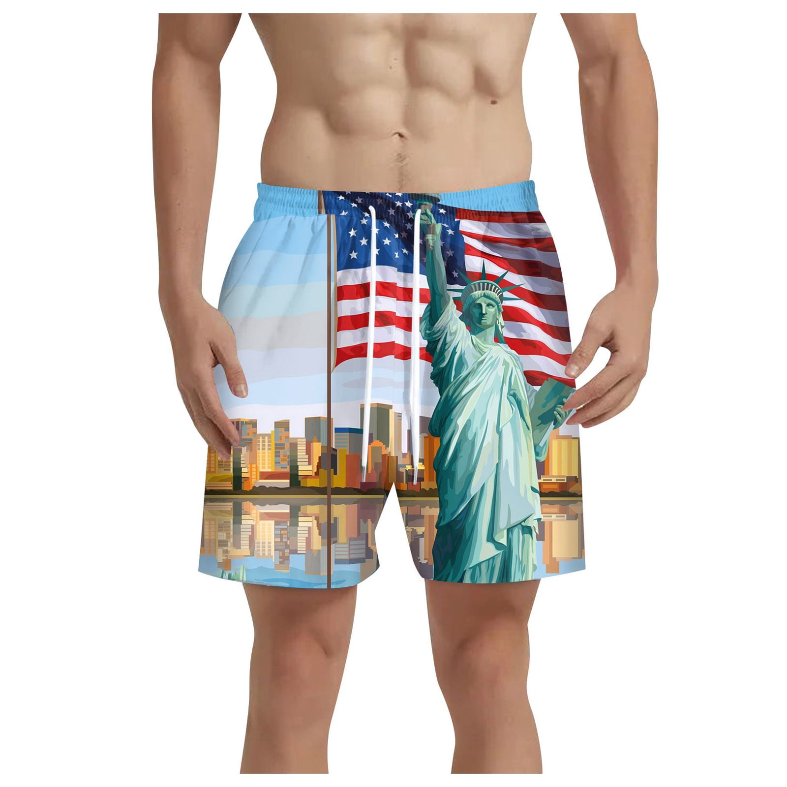 BOOMNY Mens Shorts Patriotic Independence Day Usa Flag Star Striped ...