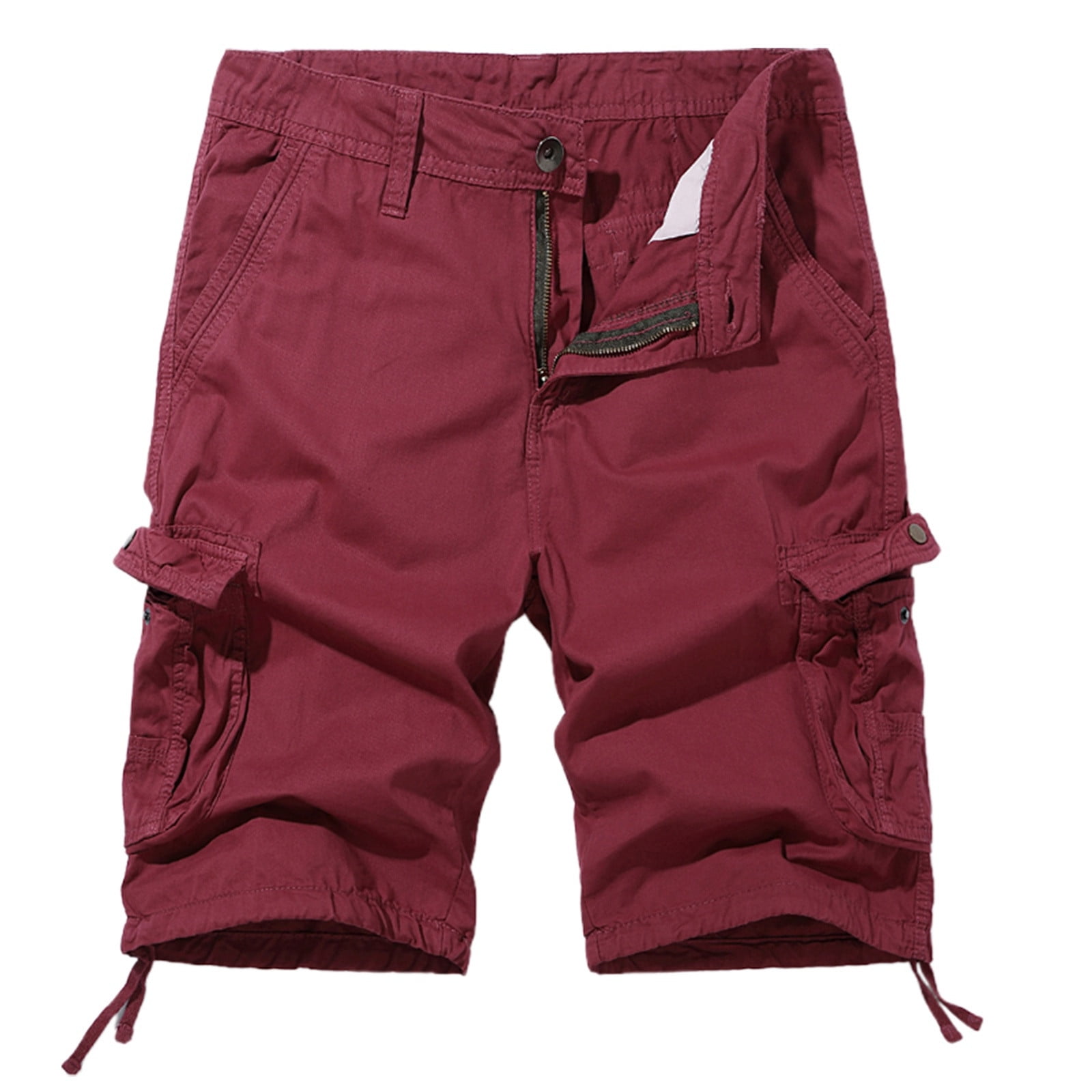 BOOMNY Mens Shorts Solid Color Oversized Buttons Cargo Shorts For Man ...