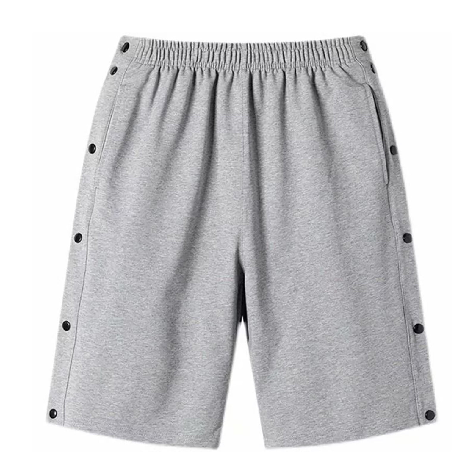 BOOMNY Mens Shorts Solid Color Side Buttons Stretchy Basketabll Shorts ...