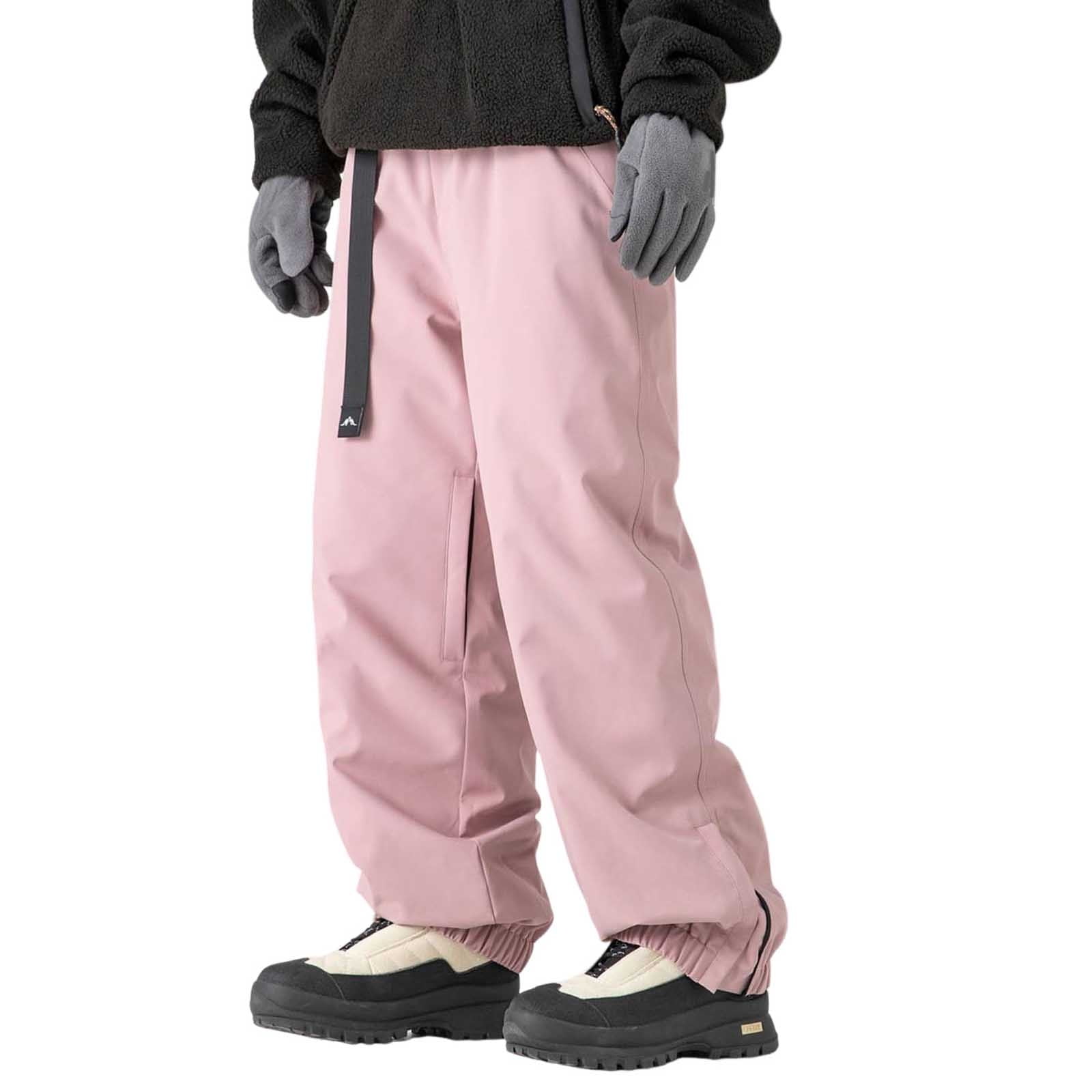 BOOMNY Mens Skiing Pants Solid Color Thick Ski Pants for Men Wide Leg ...