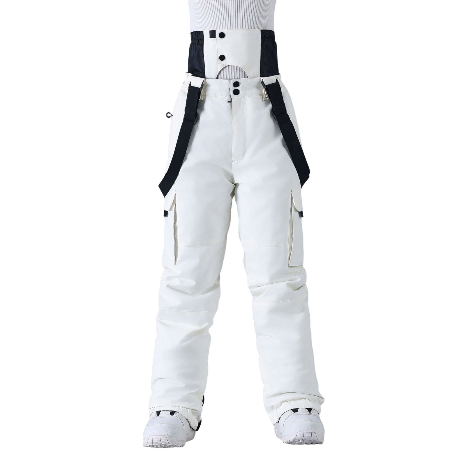 BOOMNY Mens Skiing Pants Solid Color Thick Ski Pants for Men Wide Leg ...