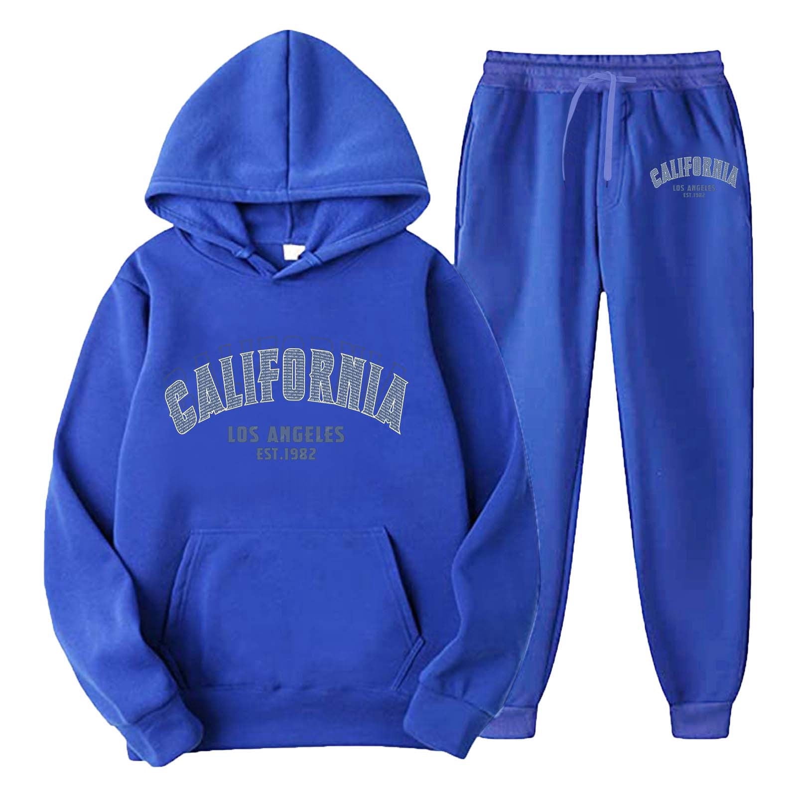BOOMNY Mens Track Suits Letter Graphic Hoodies Sweatpants 2Pcs Gym ...