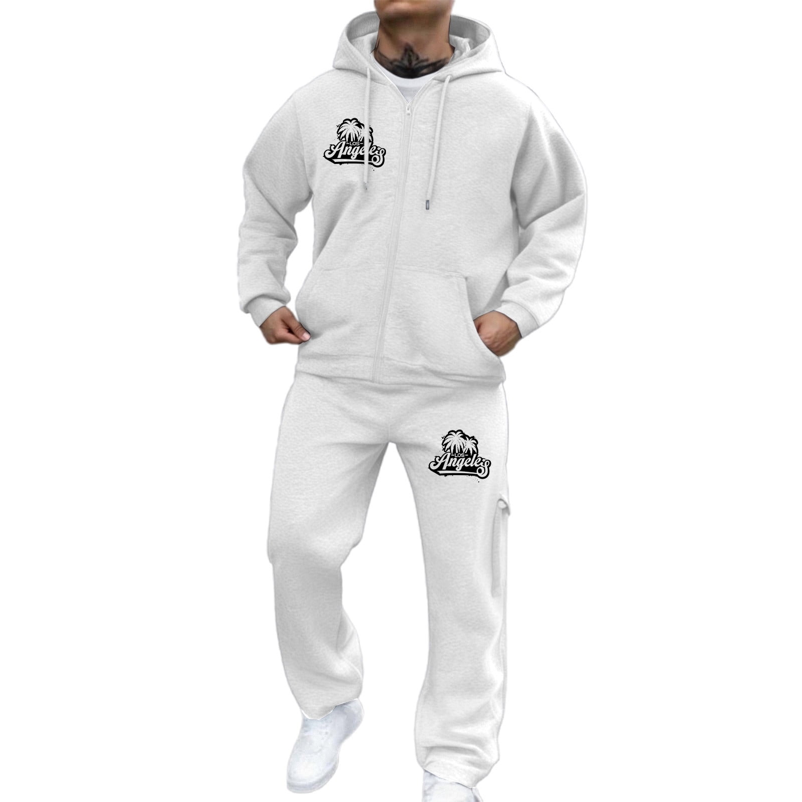 BOOMNY Mens Track Suits Letter Graphic Hoodies Sweatpants 2Pcs Gym ...