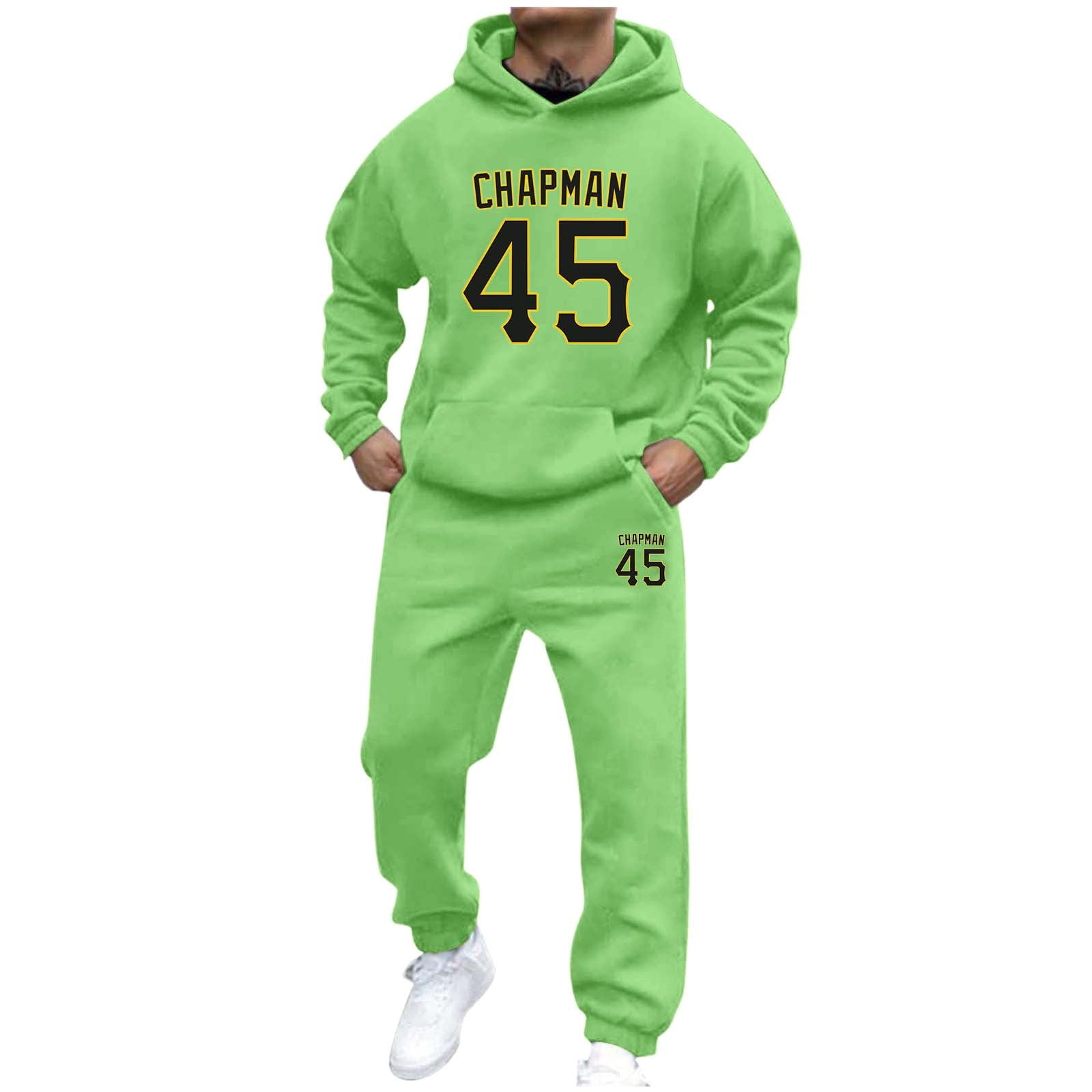 BOOMNY Mens Track Suits Number 45 Graphic Hoodies Sweatpants 2Pcs Gym ...