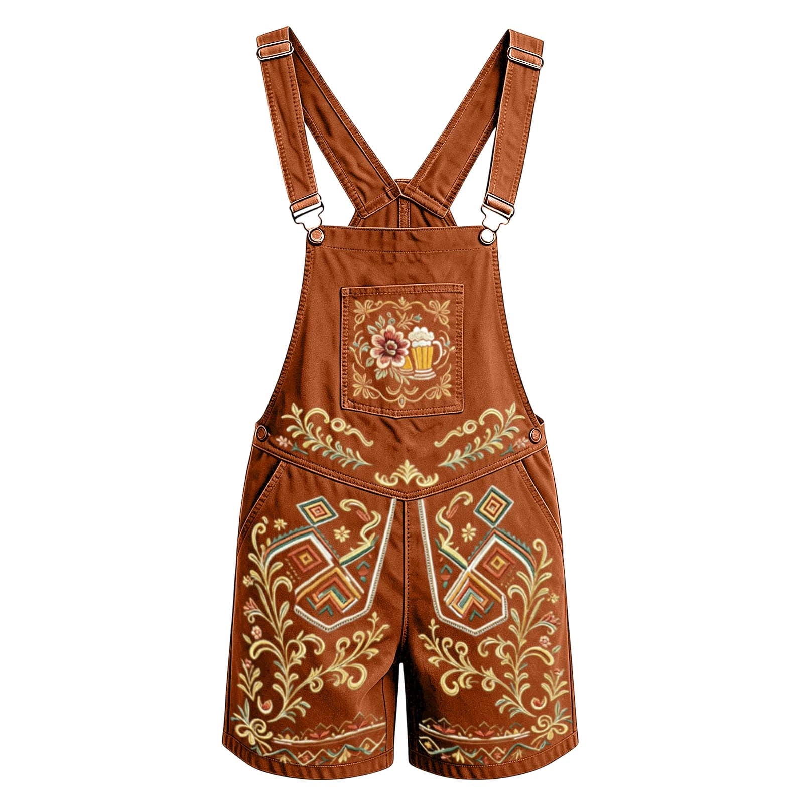 BOOMNY Oktoberfest Mens Short Bib Overalls Wide Leg Jumpsuits for Men ...