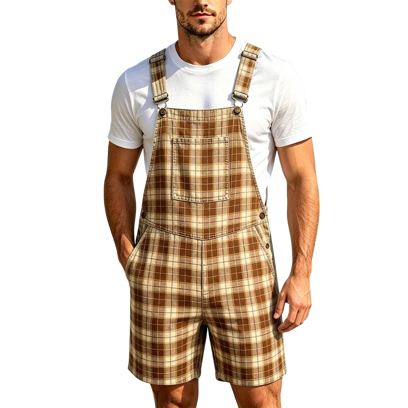 BOOMNY Oktoberfest Mens Short Bib Overalls Wide Leg Jumpsuits for Men ...