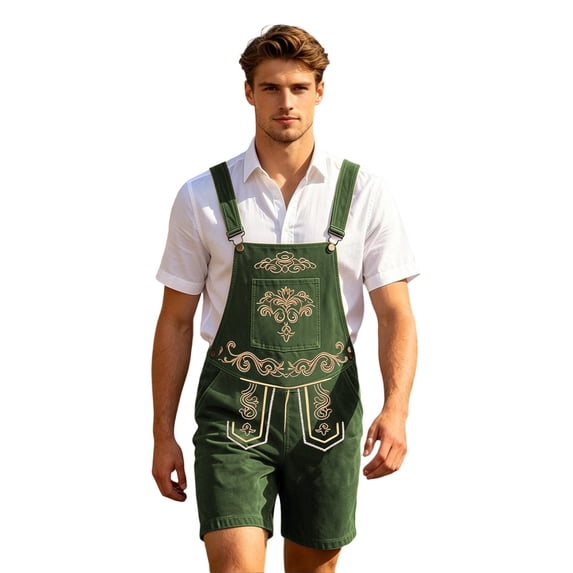 BOOMNY Oktoberfest Mens Short Bib Overalls Wide Leg Jumpsuits for Men ...