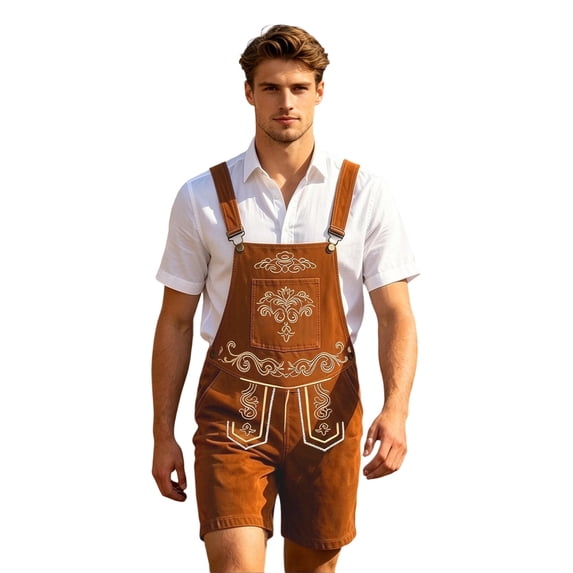 BOOMNY Oktoberfest Mens Short Bib Overalls Wide Leg Jumpsuits for Men ...