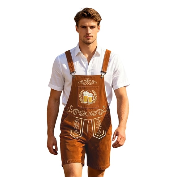 BOOMNY Oktoberfest Mens Short Bib Overalls Wide Leg Jumpsuits for Men ...