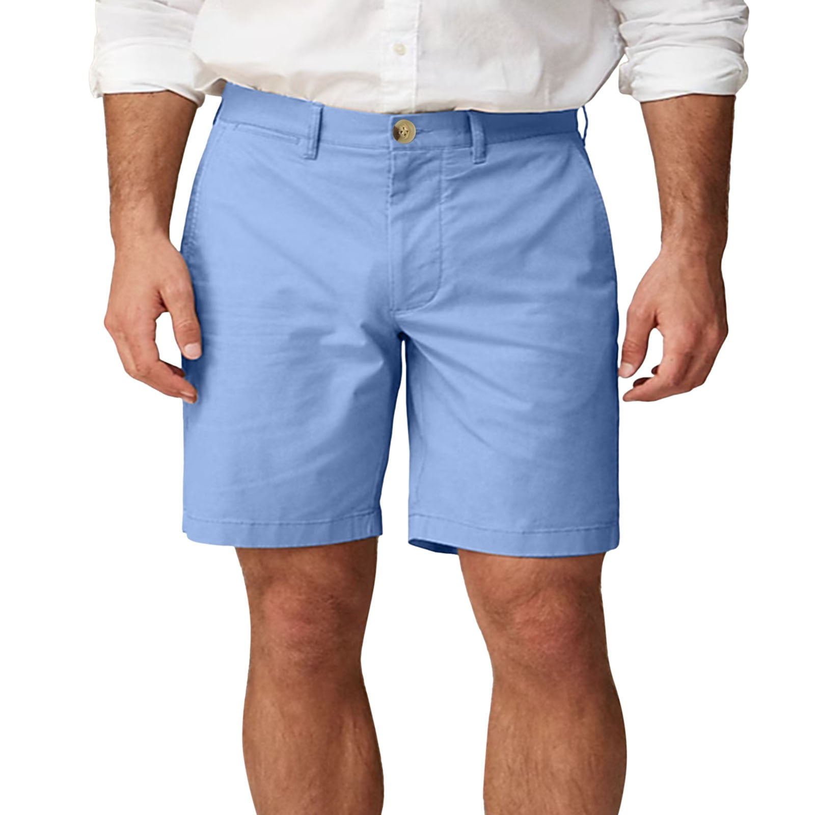 BOOMNY Shorts For Men Solid Color Buttons Suit Shorts For Man Soft ...