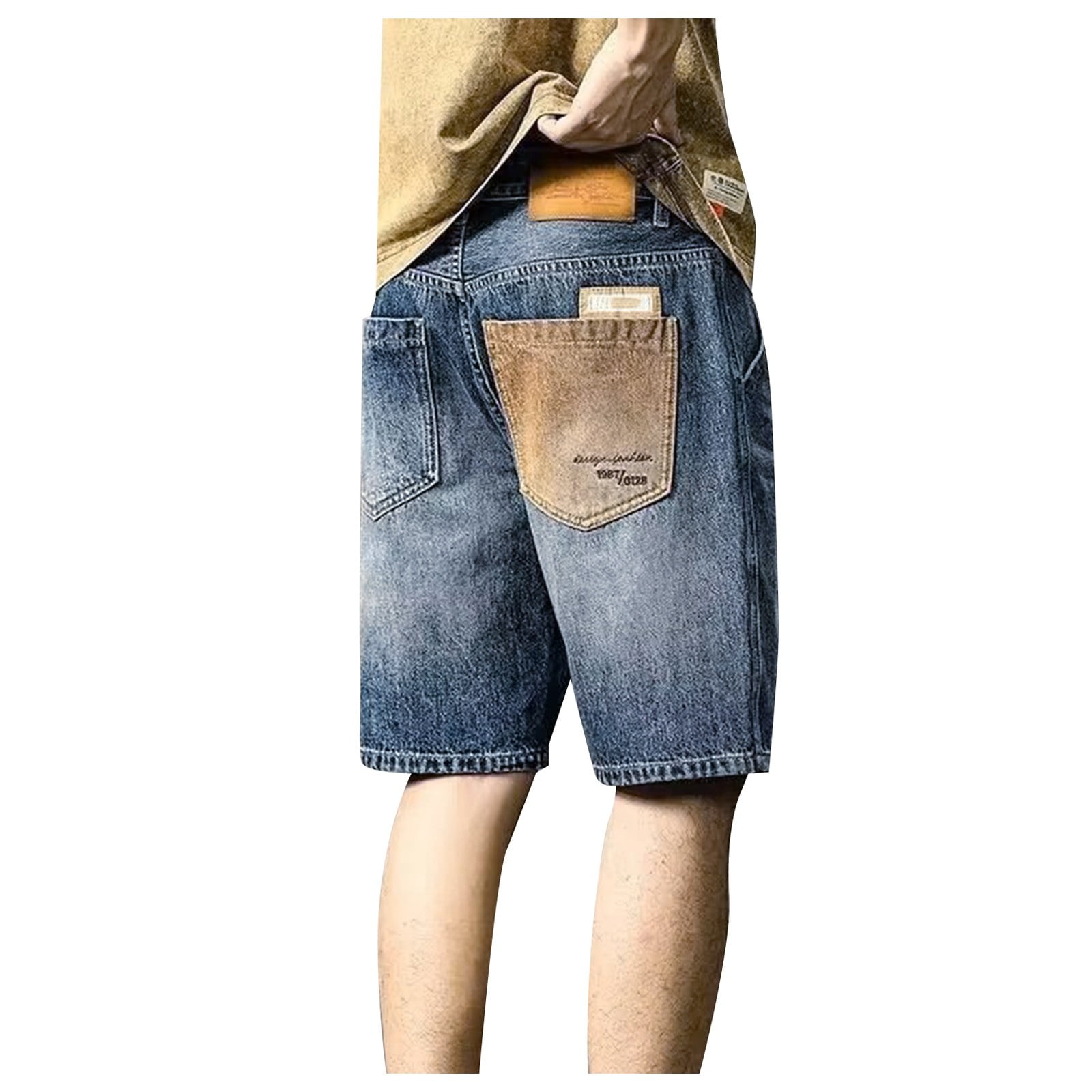 BOOMNY Shorts For Men Solid Color Oversized Elastic Waist Drawstring ...