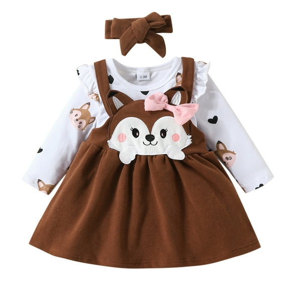 BOOMNY Toddler Baby Girls Outfit Set Long Sleeve Cartoon Animal Graphic ...