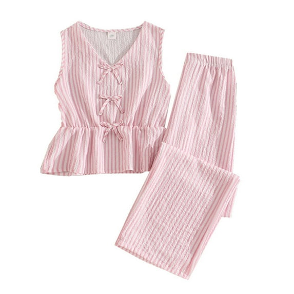 BOOMNY Toddler Baby Girls Outfit Set Sleeveless Striped Vest Pants Cozy ...