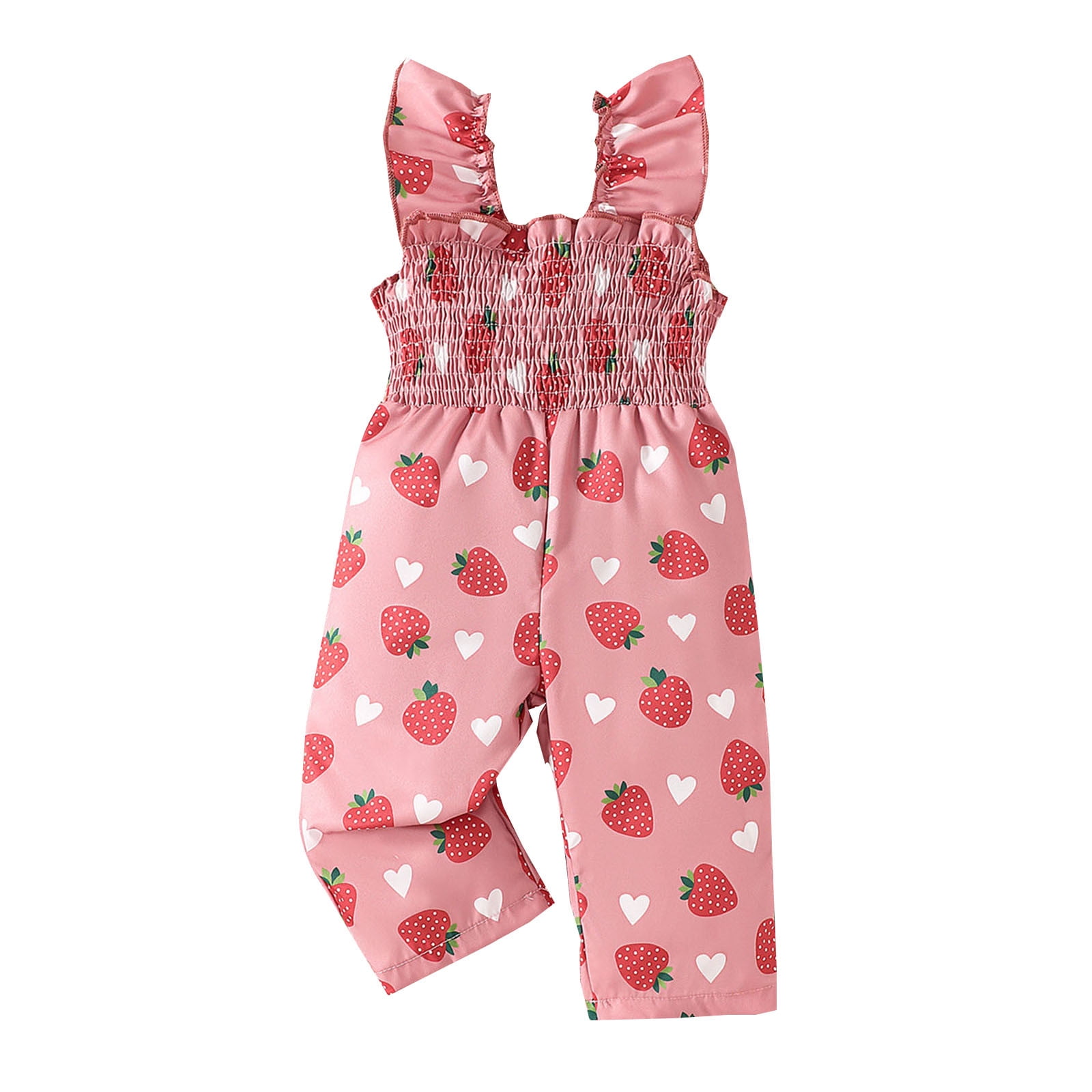 BOOMNY Toddler Baby Girls Romper Jumpsuits Ruffled Sleeveless Cute Sweet Cherry Printed Romper ...
