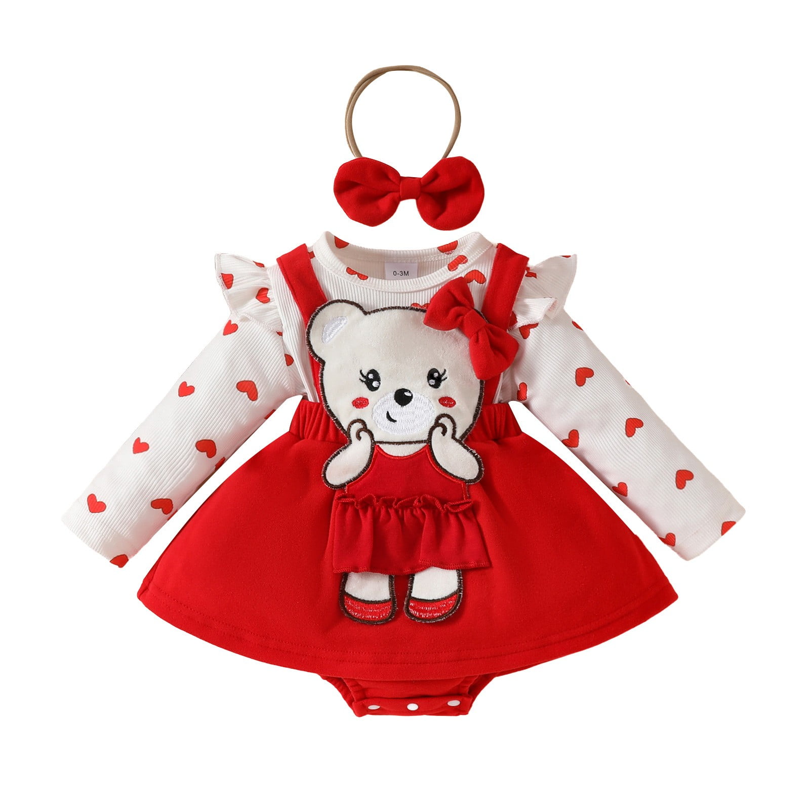 BOOMNY Toddler Baby Girls Rompers Long Sleeve Crew Neck Casual Valentine'S Day Love Heart ...