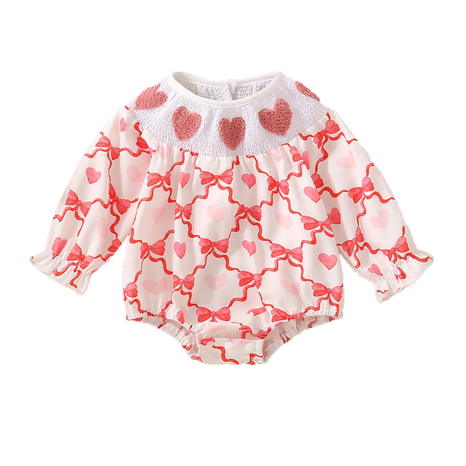 BOOMNY Toddler Baby Girls Rompers Long Sleeve Crew Neck Casual Valentine'S Day Love Heart ...
