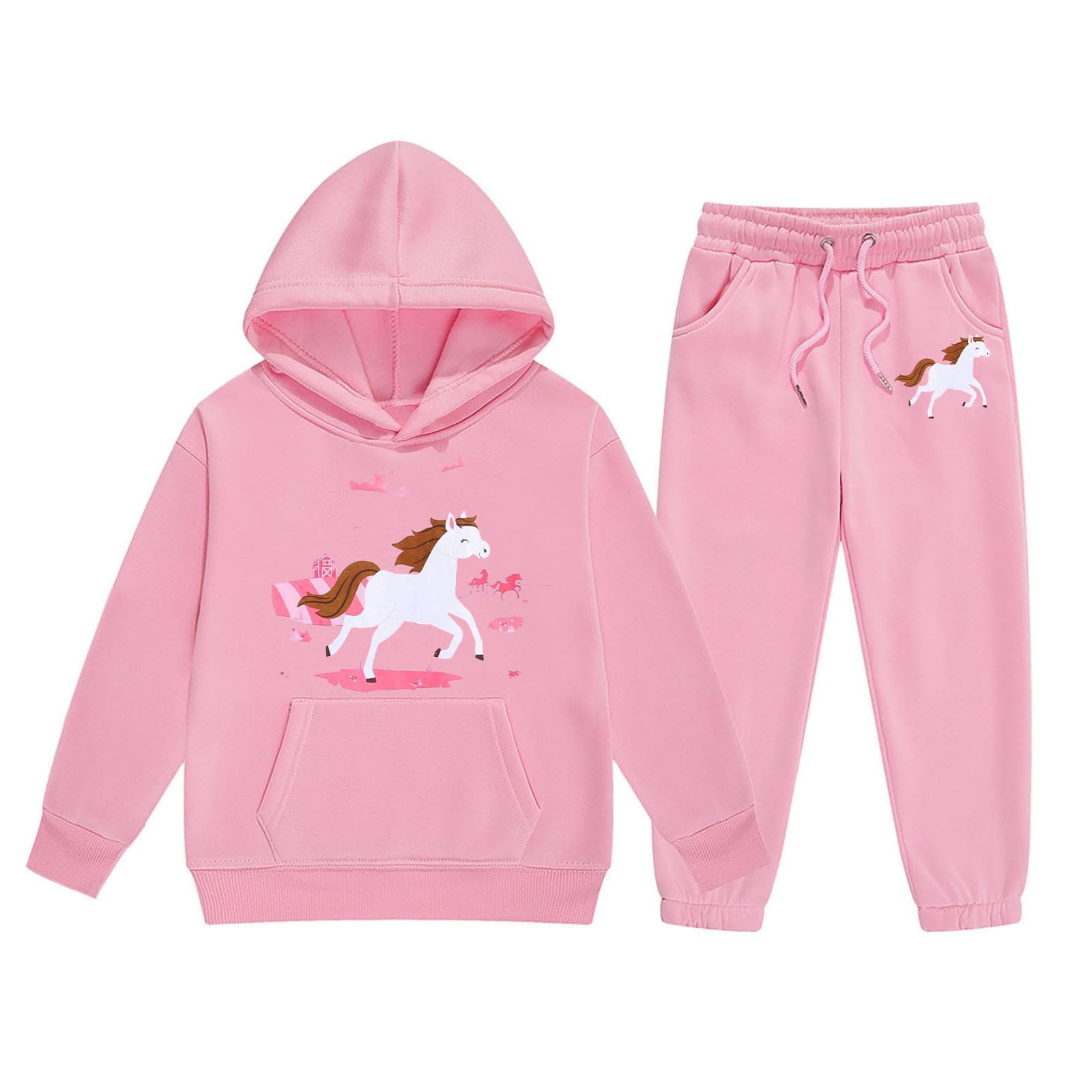 BOOMNY Toddler Baby Girls Sweatsuit Set Long Sleeve Cartoon Horse ...