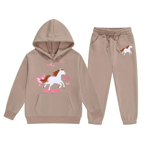 BOOMNY Toddler Baby Girls Sweatsuit Set Long Sleeve Cartoon Horse ...