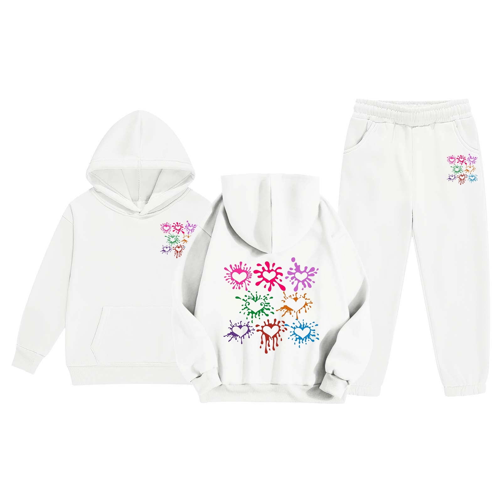 BOOMNY Toddler Baby Girls Sweatsuit Set Long Sleeve Casual Love Heart ...